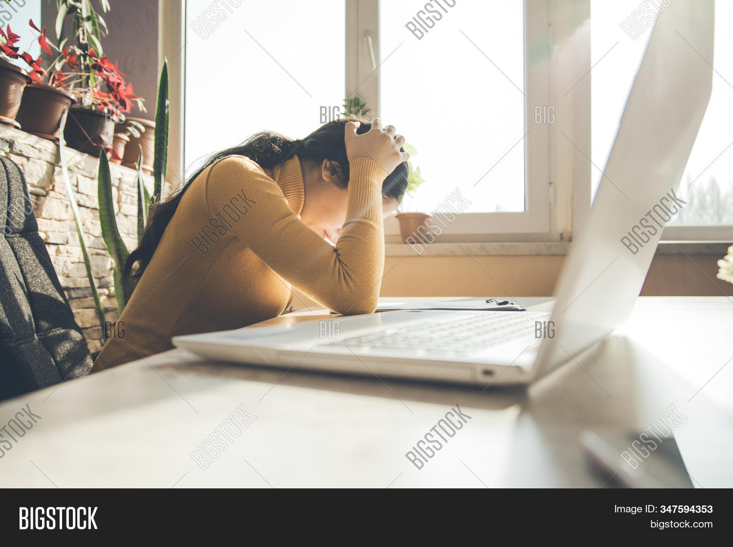 Sad Woman Office Desk Image & Photo (Free Trial) | Bigstock