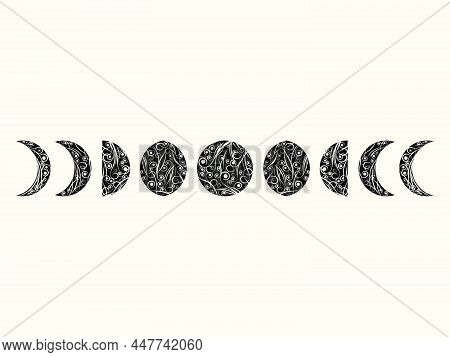 Moon Swirls Art Deco Vector & Photo (Free Trial) | Bigstock