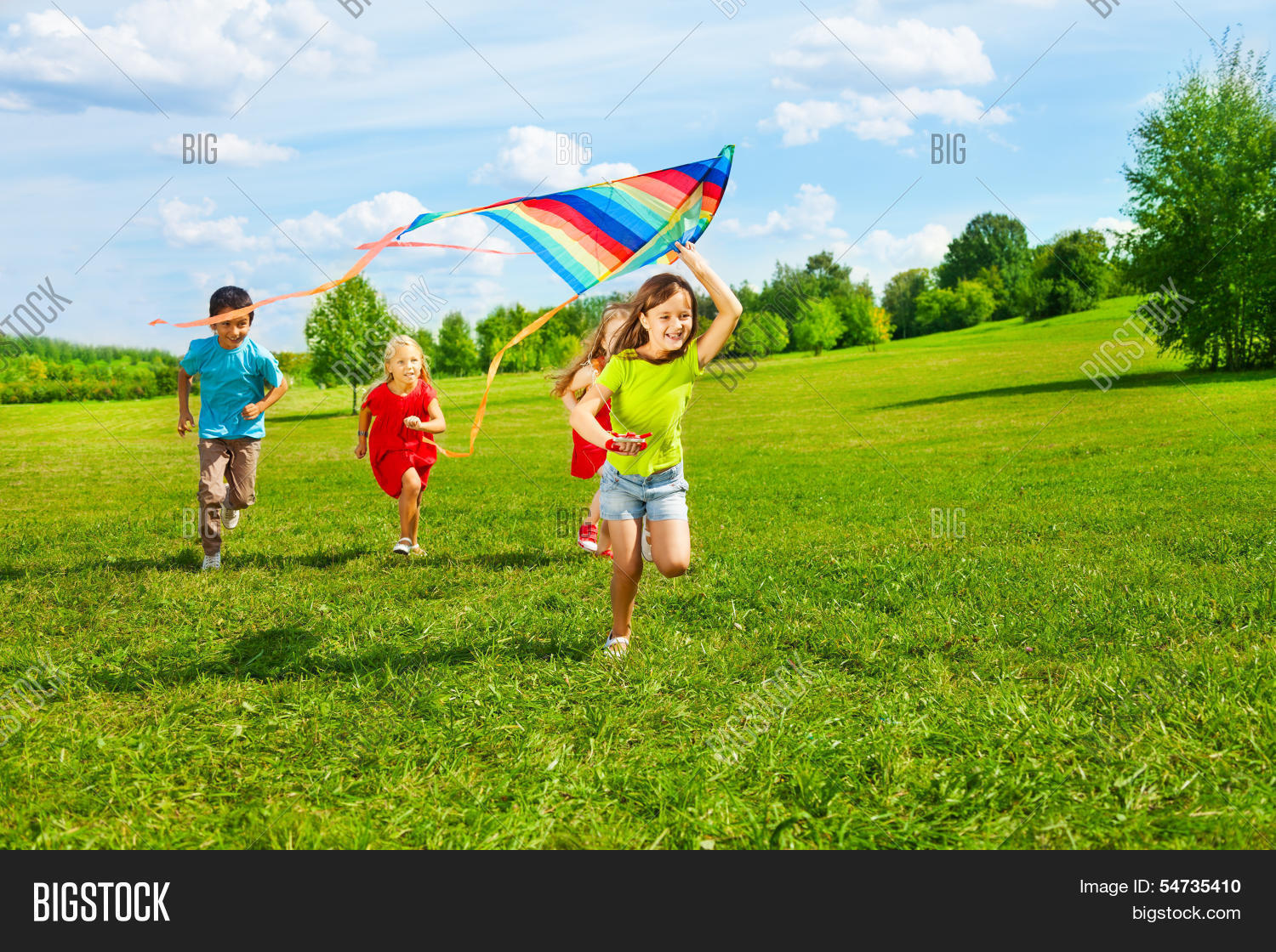 Group Kids Kite Image & Photo (Free Trial) | Bigstock