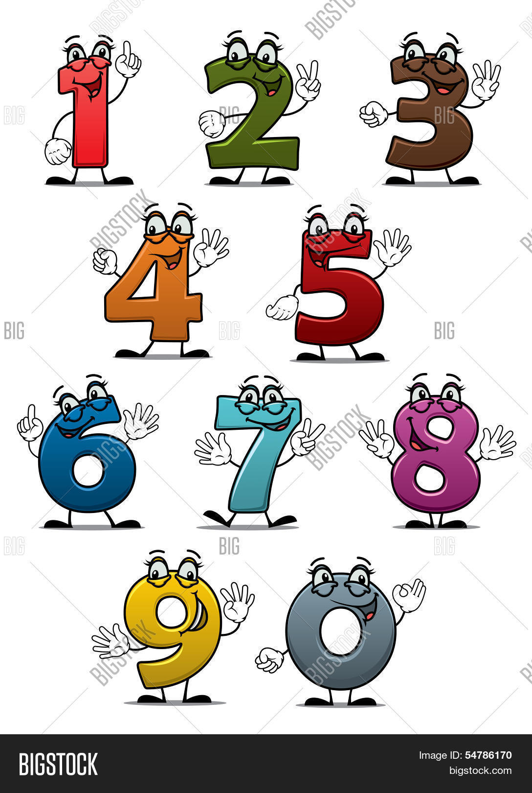 Cartoon Funny Numbers Vector & Photo (Free Trial) | Bigstock