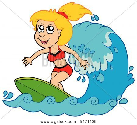 Cartoon Surfer Girl Vector & Photo (Free Trial) | Bigstock