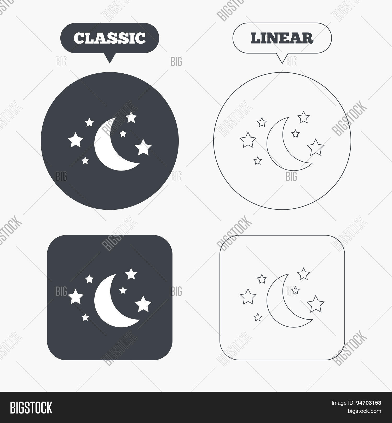 Moon Stars Sign Icon Vector & Photo (Free Trial) | Bigstock