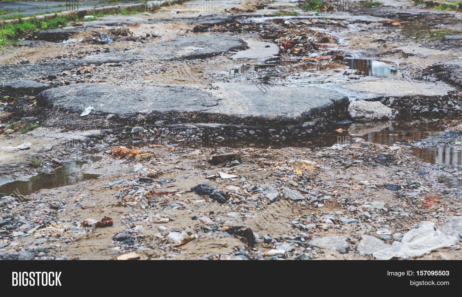 Road Damaged By Rain Image & Photo (Free Trial) | Bigstock