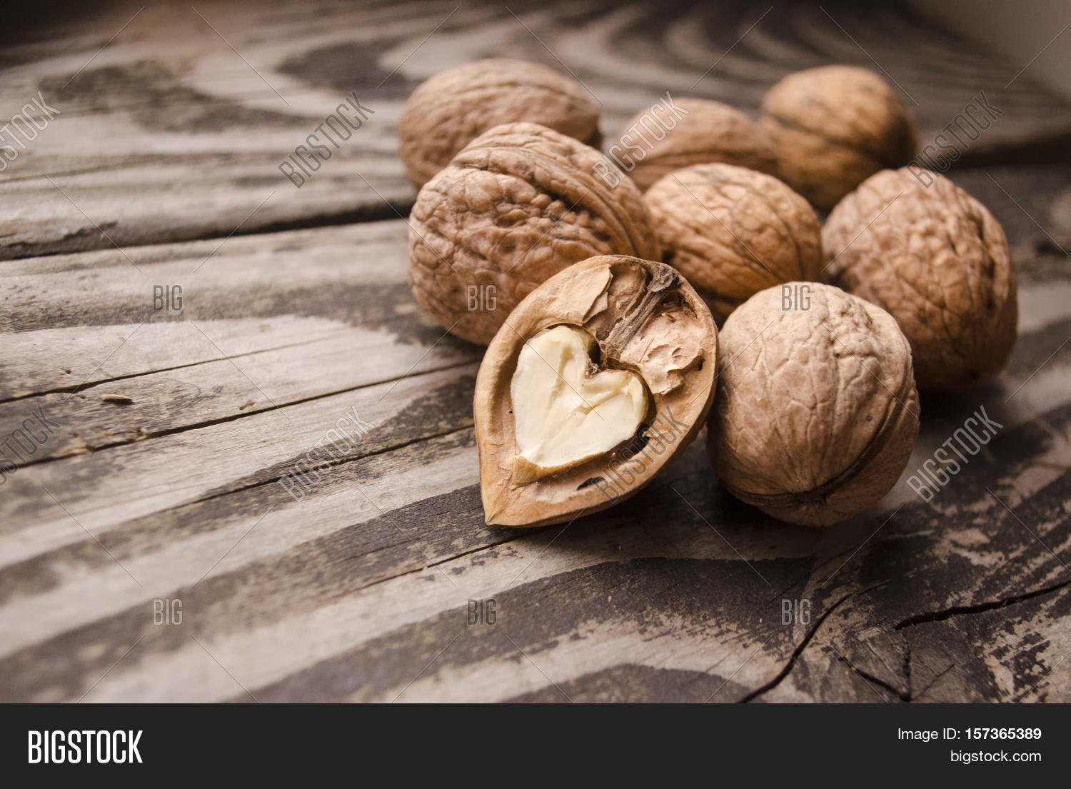 Walnuts On Grey Image & Photo (Free Trial) | Bigstock