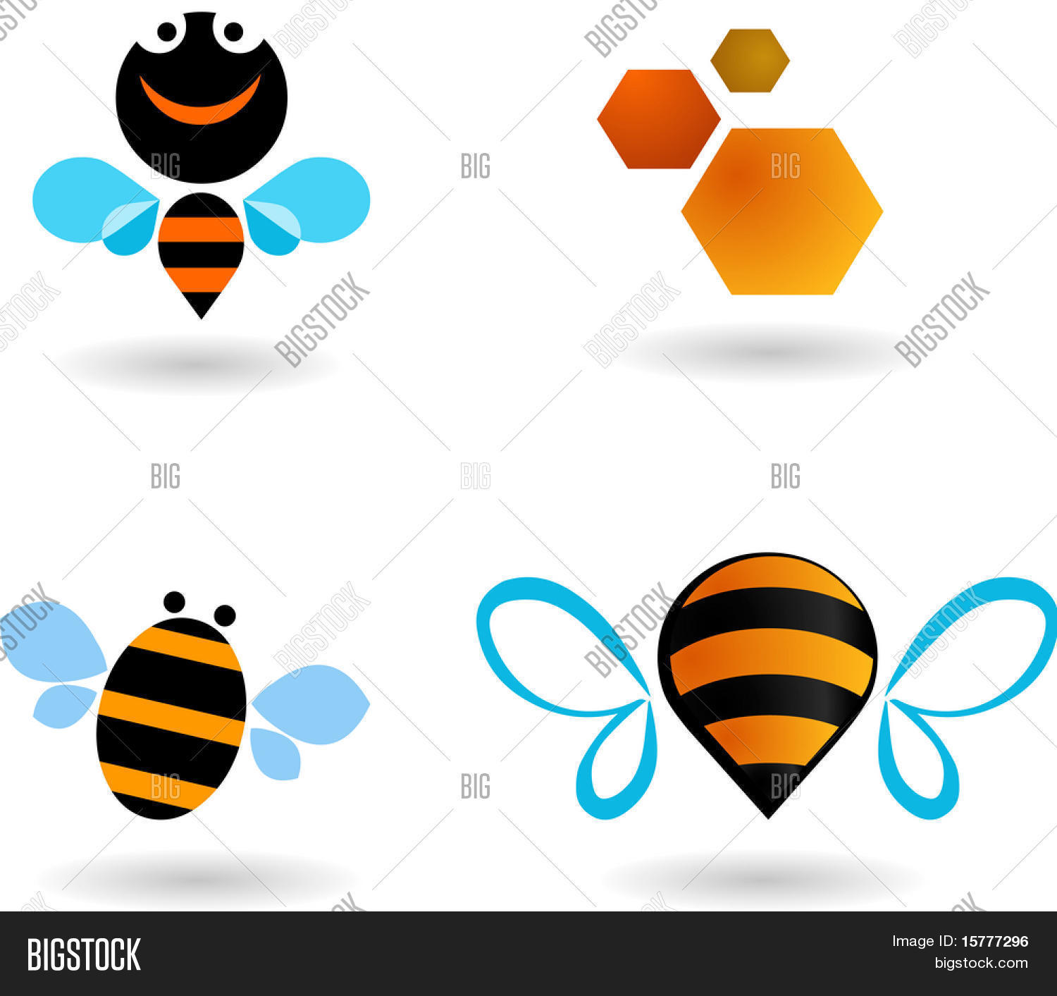 Collection Bees Icons Vector & Photo (Free Trial) | Bigstock