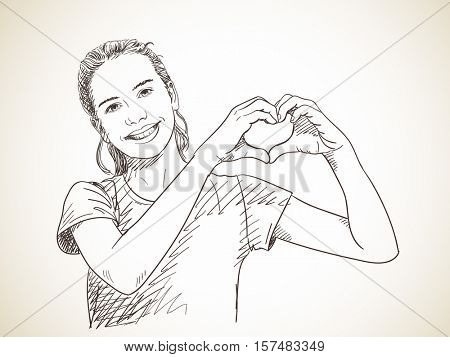 Sketch Teenage Girl Vector & Photo (Free Trial) | Bigstock