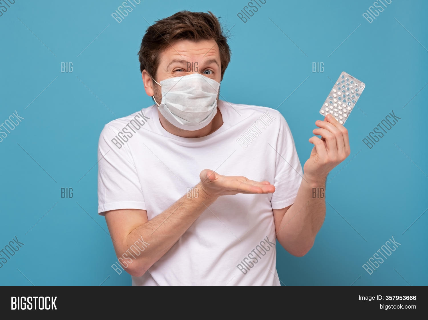 Man Medical Mask Pills Image & Photo (Free Trial) | Bigstock