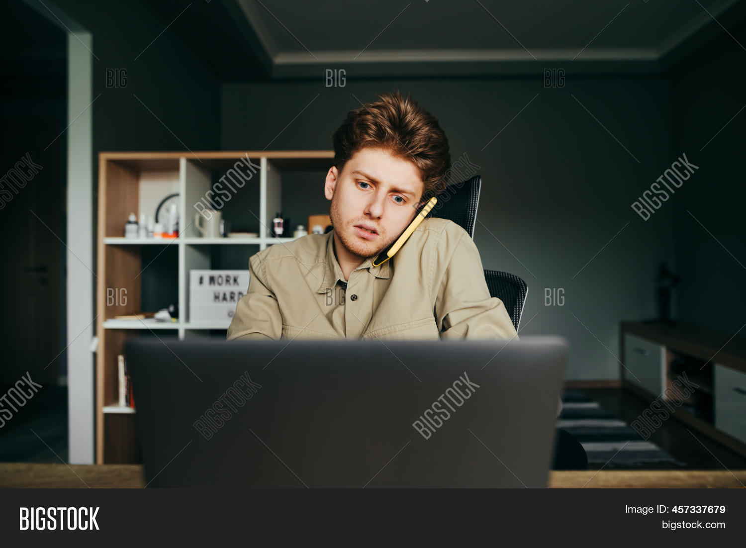 Busy Young Man Working Image & Photo (Free Trial) | Bigstock