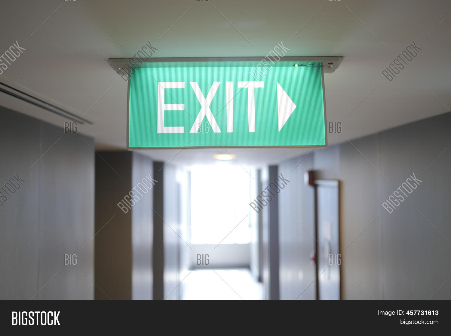 Fire Exit Sign Middle Image & Photo (Free Trial) | Bigstock