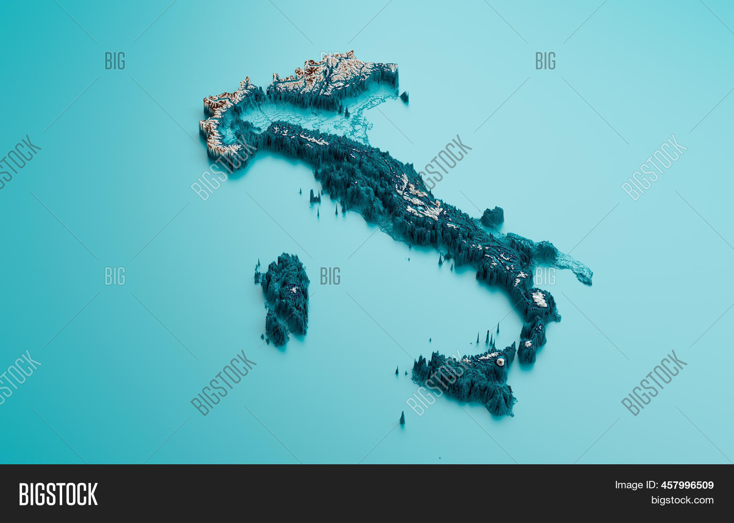 Topographic Italy Map Image & Photo (Free Trial) | Bigstock