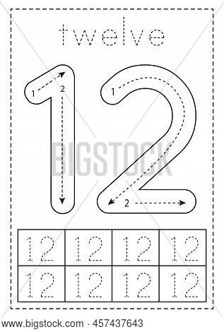 Tracing Number Twelve Vector & Photo (Free Trial) | Bigstock
