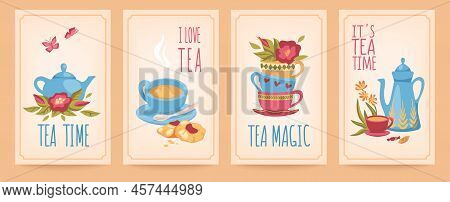 Tea Time Poster Set. Vector & Photo (Free Trial) | Bigstock