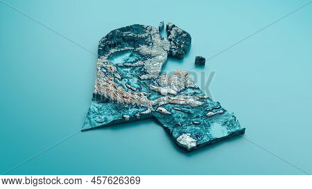 Topographic Kuwait Map Image & Photo (Free Trial) | Bigstock