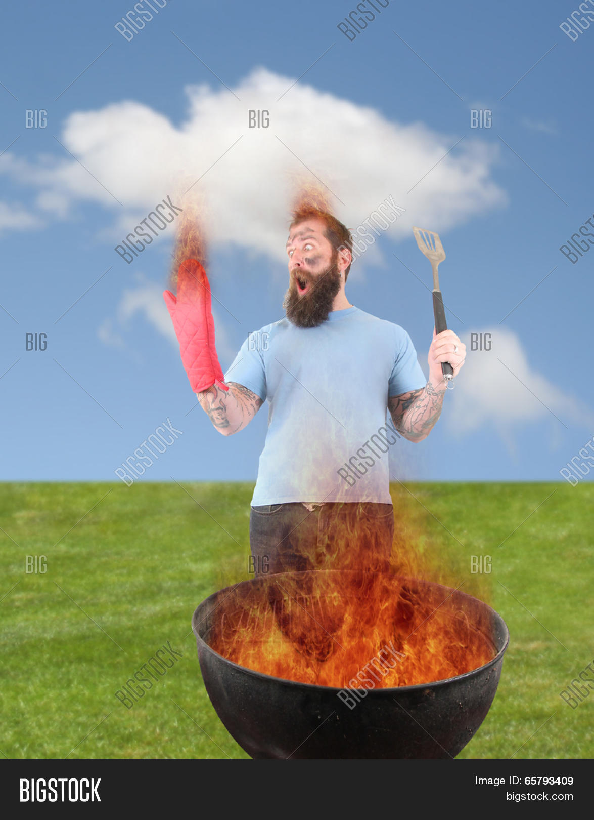 Man Grilling Fire That Image & Photo (Free Trial) | Bigstock