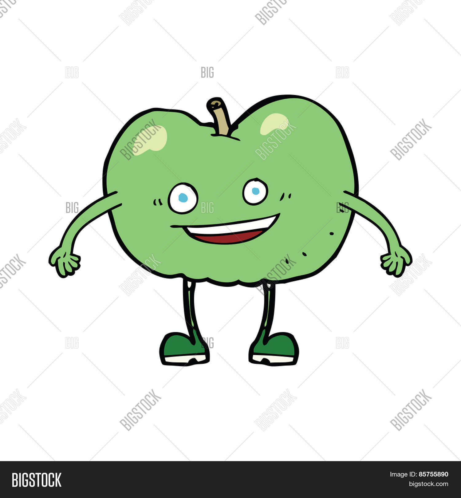 Cartoon Happy Apple Vector & Photo (Free Trial) | Bigstock