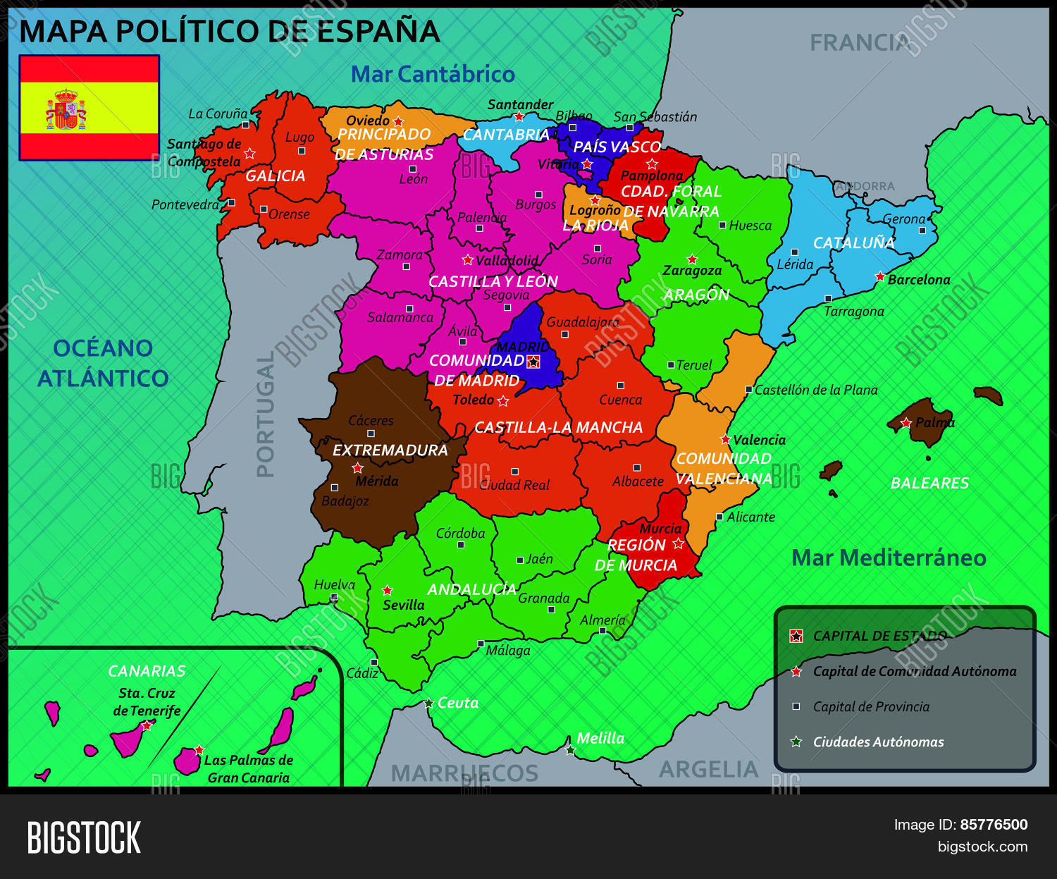 Political Map Spain Vector & Photo (Free Trial) | Bigstock