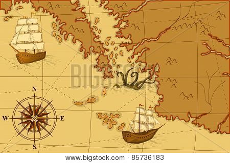 Old Map Compass Ships Vector & Photo (Free Trial) | Bigstock