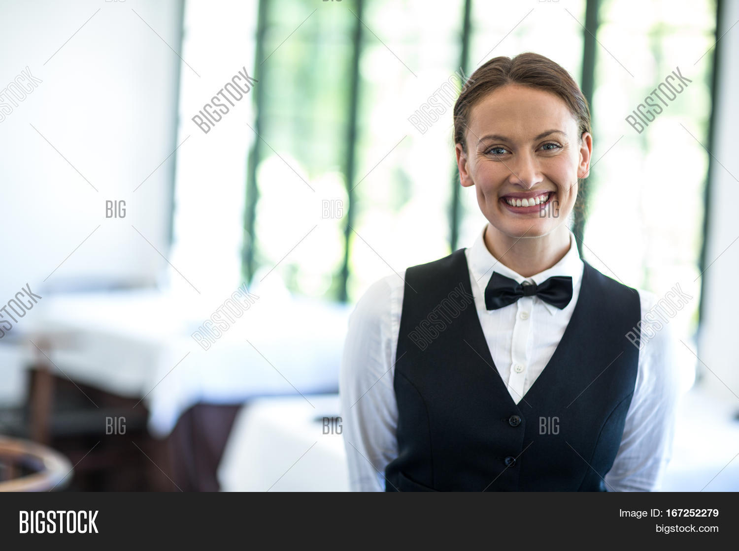 Happy Waitress Smiling Image & Photo (Free Trial) | Bigstock