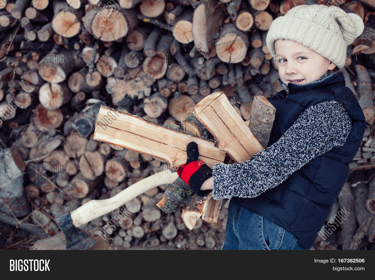 Little Boy Chopping Image & Photo (Free Trial) | Bigstock