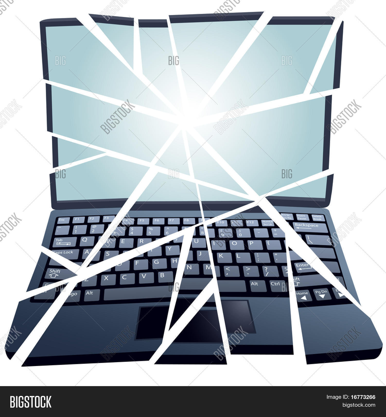 Badly Broken Laptop Vector & Photo (Free Trial) | Bigstock