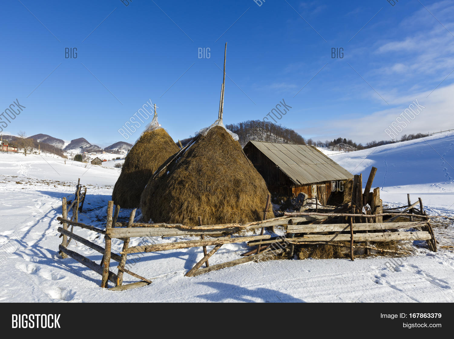 Haystacks Winter Image & Photo (Free Trial) | Bigstock