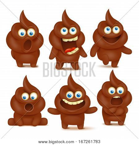 Set Cute Poop Emoji Vector & Photo (Free Trial) | Bigstock
