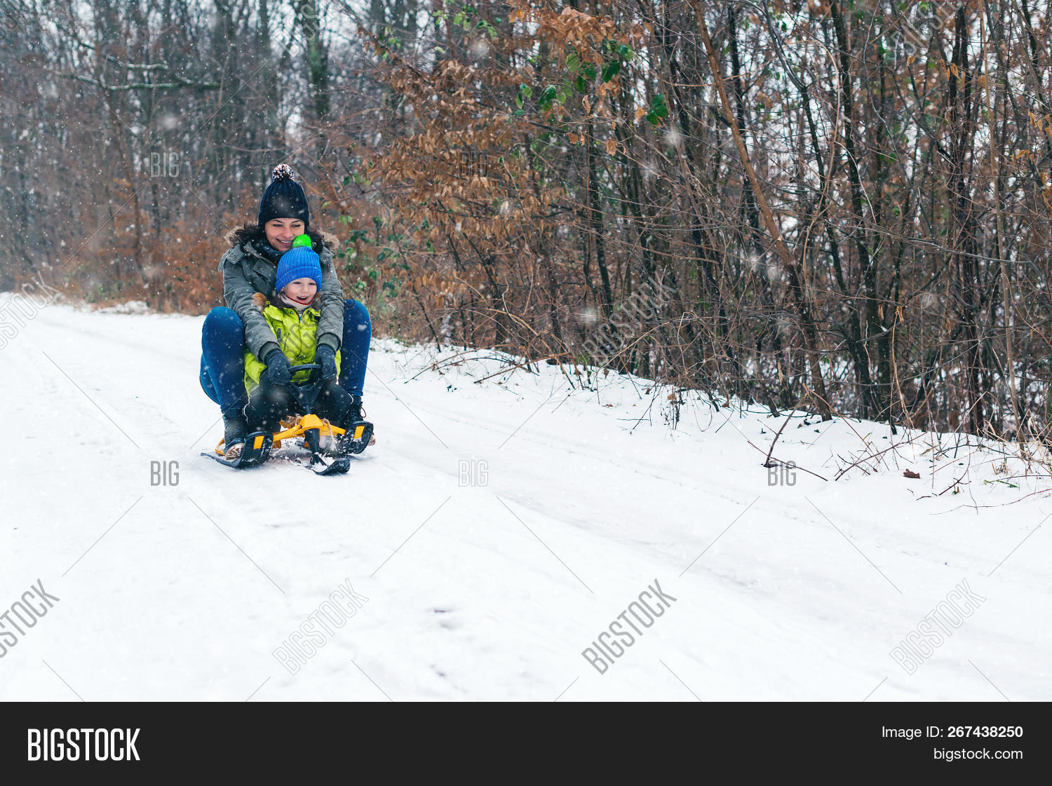 Happy Family Sled Image & Photo (Free Trial) | Bigstock