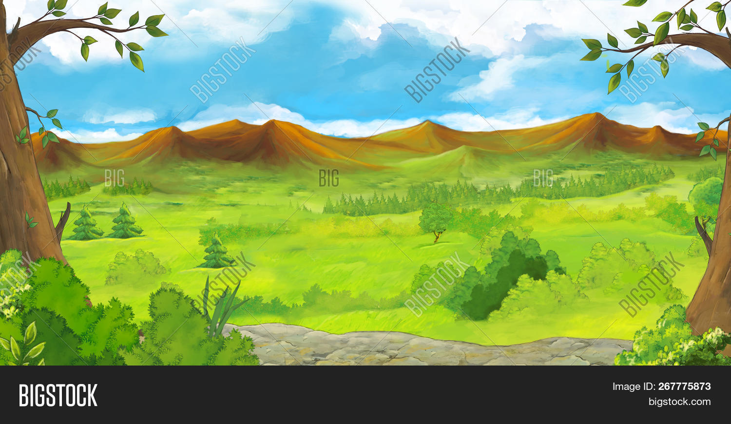 Cartoon Scene Meadow Image & Photo (Free Trial) | Bigstock