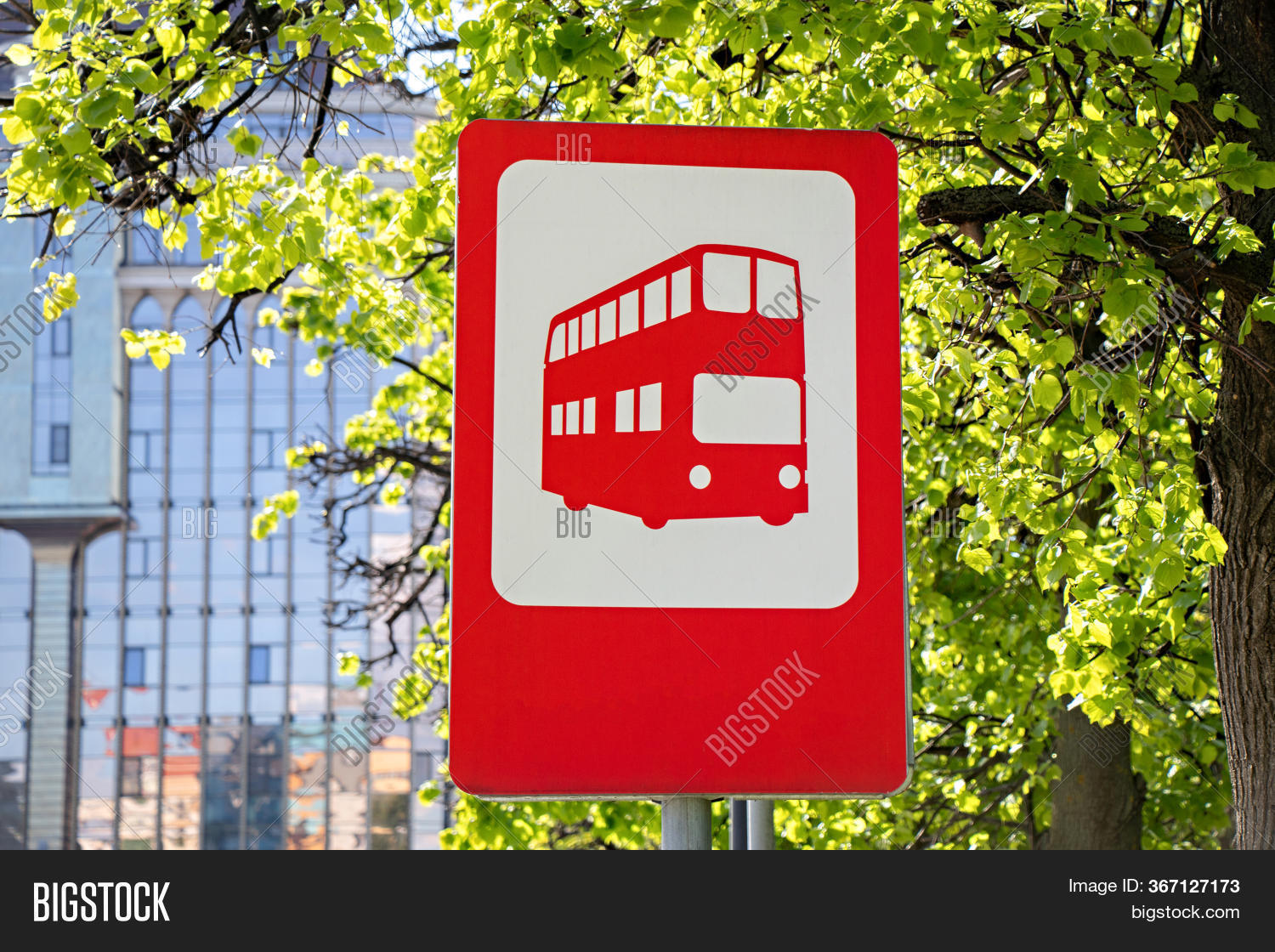 Red Bus Stop Sign Red Image & Photo (Free Trial) | Bigstock