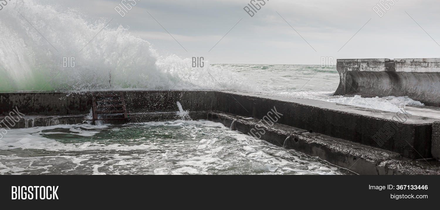 Waves Crash Against Image & Photo (Free Trial) | Bigstock