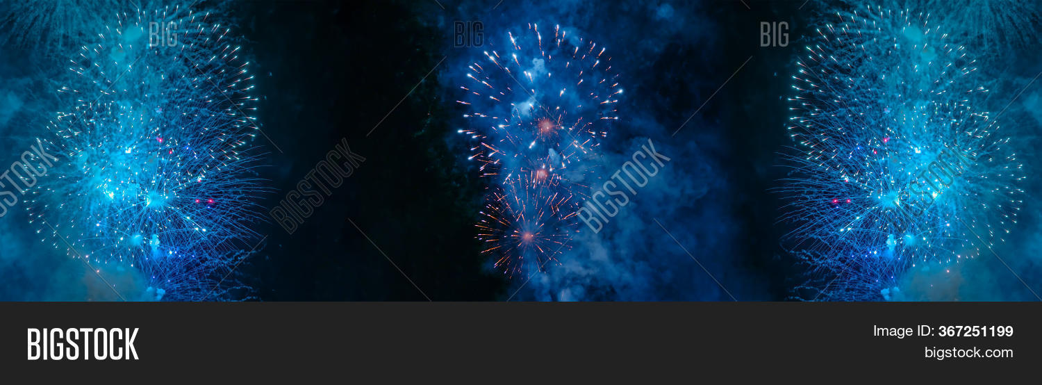Blue White Fireworks Image & Photo (Free Trial) | Bigstock