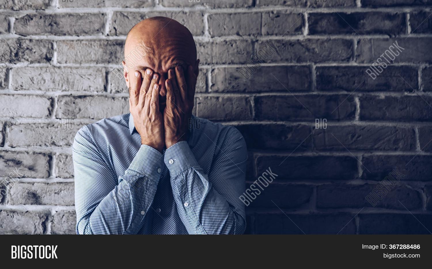 Crying Man Front Grey Image & Photo (Free Trial) | Bigstock