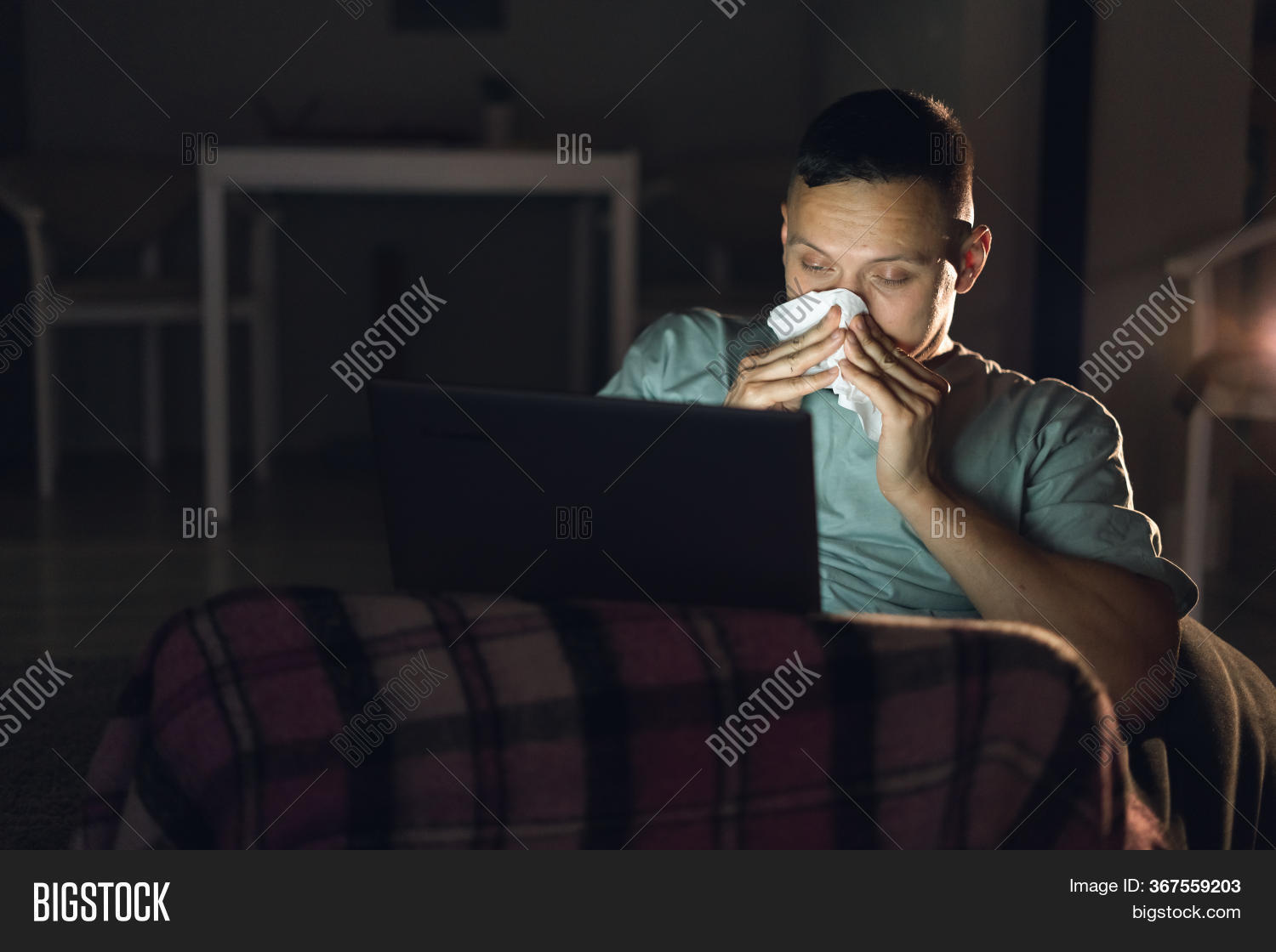 Sick Man Sits Home Image & Photo (Free Trial) | Bigstock