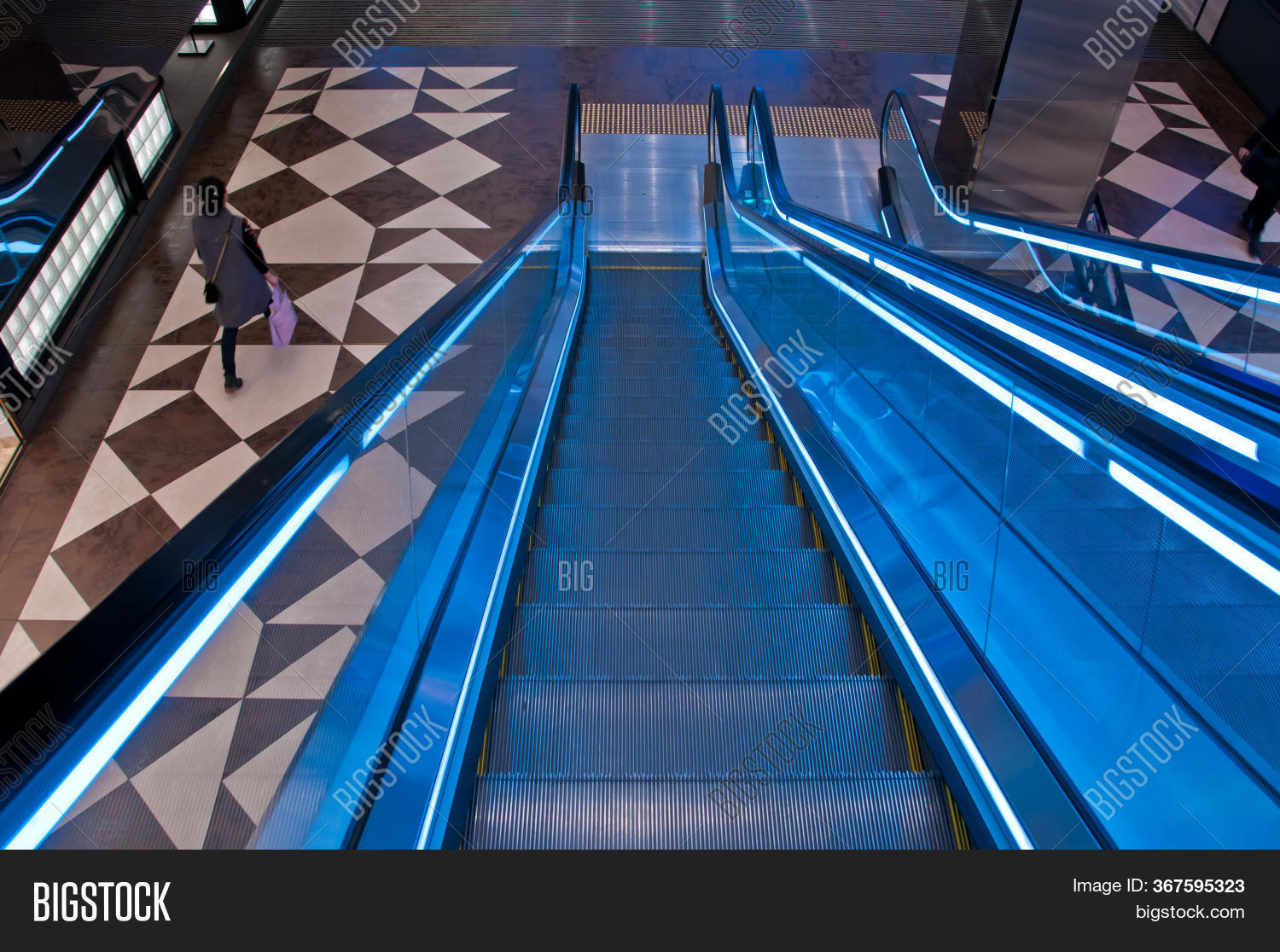 Blue Modern Escalator Image & Photo (Free Trial) | Bigstock