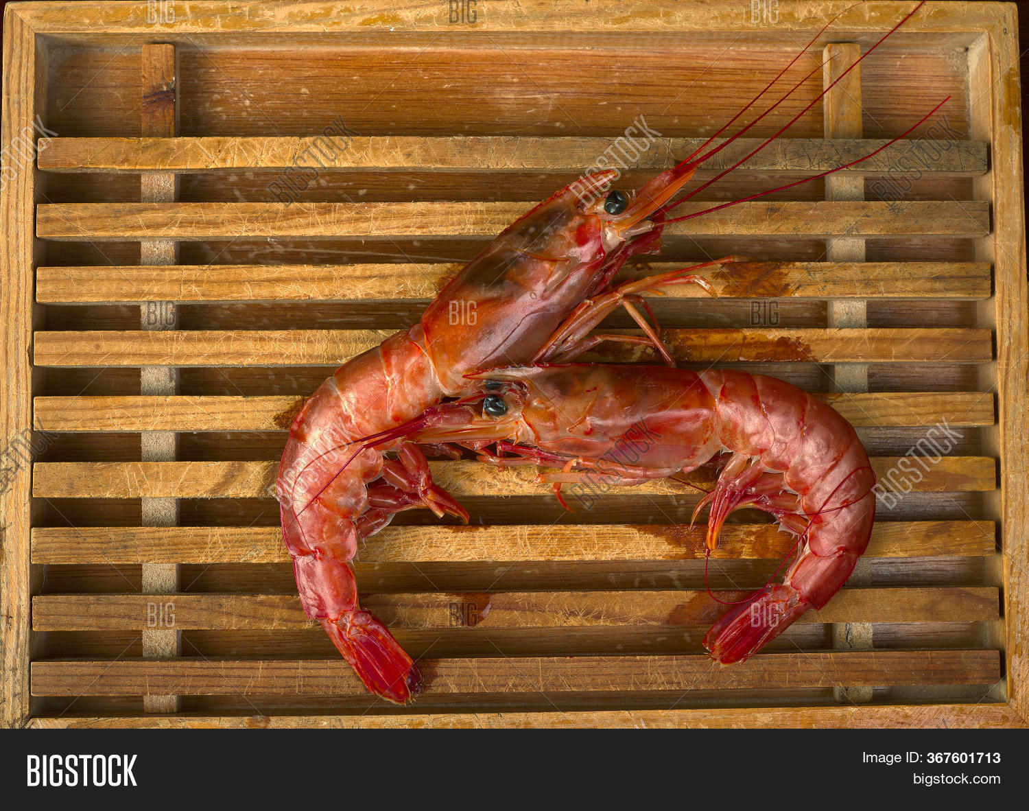 Wooden Tray Two Prawns Image & Photo (Free Trial) | Bigstock