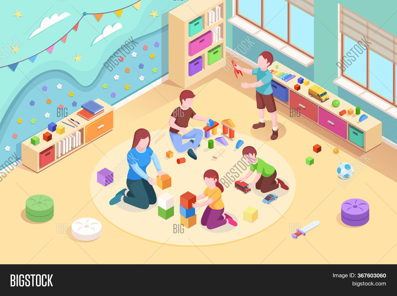 Isometric Kindergarten Image & Photo (Free Trial) | Bigstock