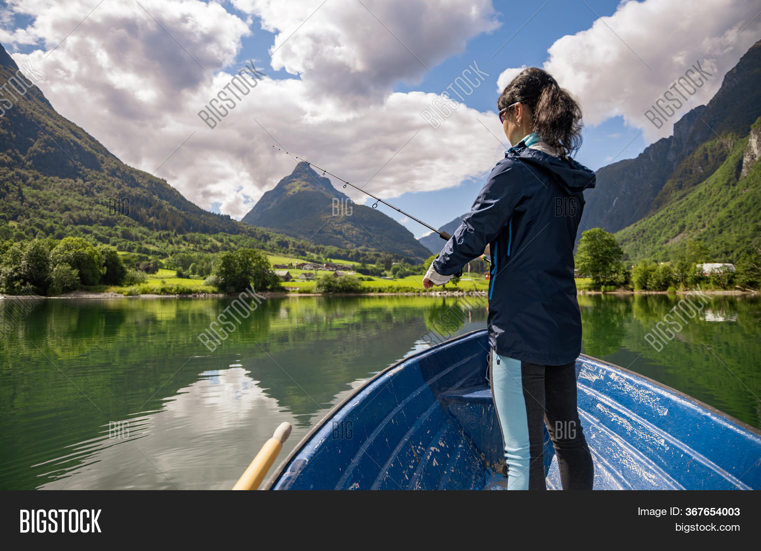 Woman Fishing On Boat Image & Photo (Free Trial) | Bigstock