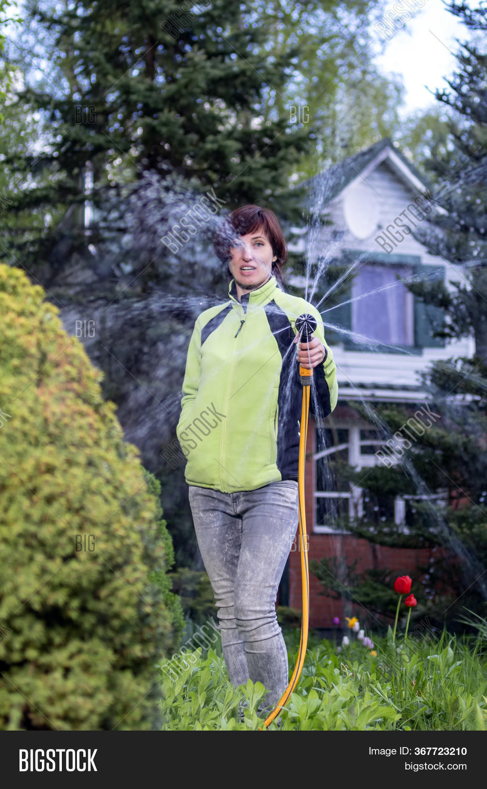Woman Watering Plants Image & Photo (Free Trial) | Bigstock