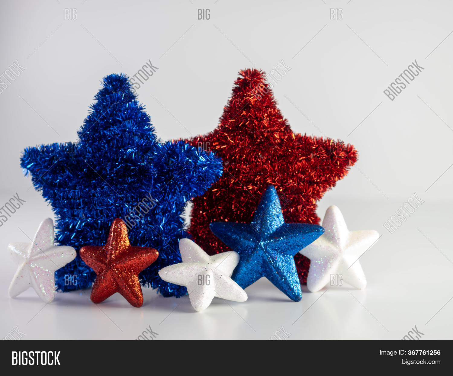 Blue Red Tinsel Stars Image & Photo (Free Trial) | Bigstock