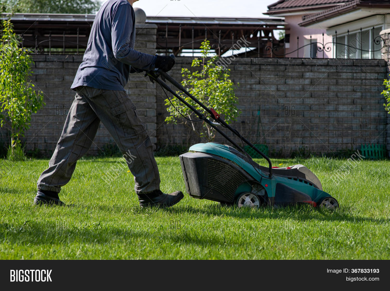 Man Lawn Mower Mows Image & Photo (Free Trial) | Bigstock