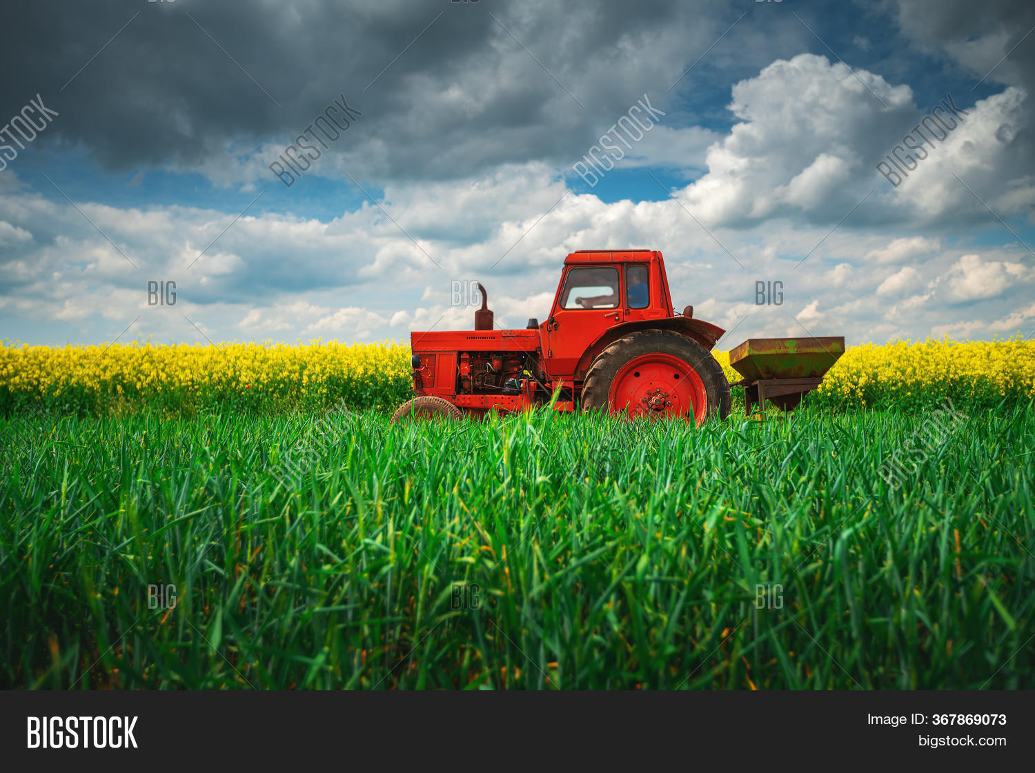 Red Tractor Field Image & Photo (Free Trial) | Bigstock