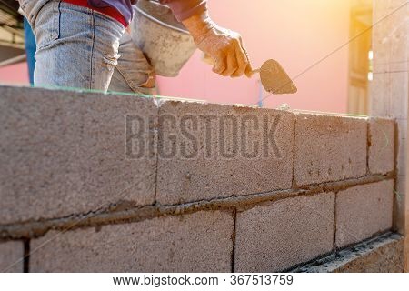 Bricklayer Working On Image & Photo (Free Trial) | Bigstock