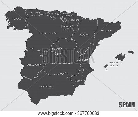 Gray Map Spain Vector & Photo (Free Trial) | Bigstock
