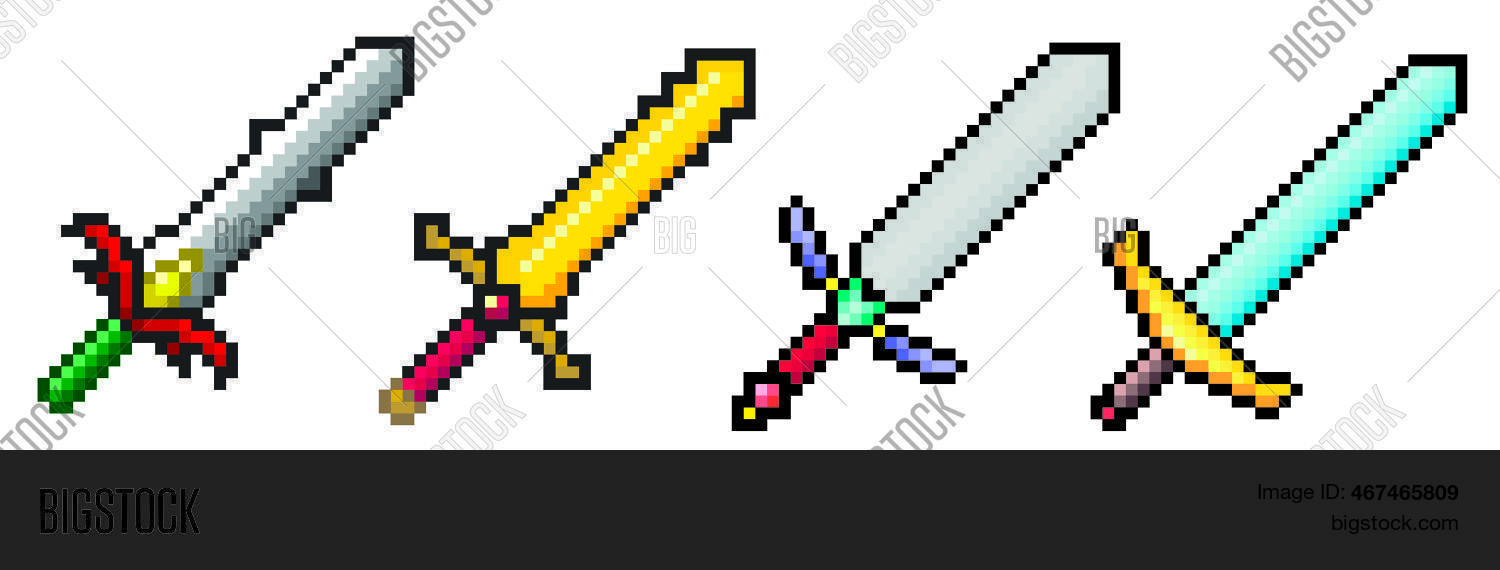 Pixel Art Set Sword. Vector & Photo (Free Trial) | Bigstock