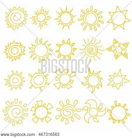 Sun Hand Drawn. Set Vector & Photo (Free Trial) | Bigstock