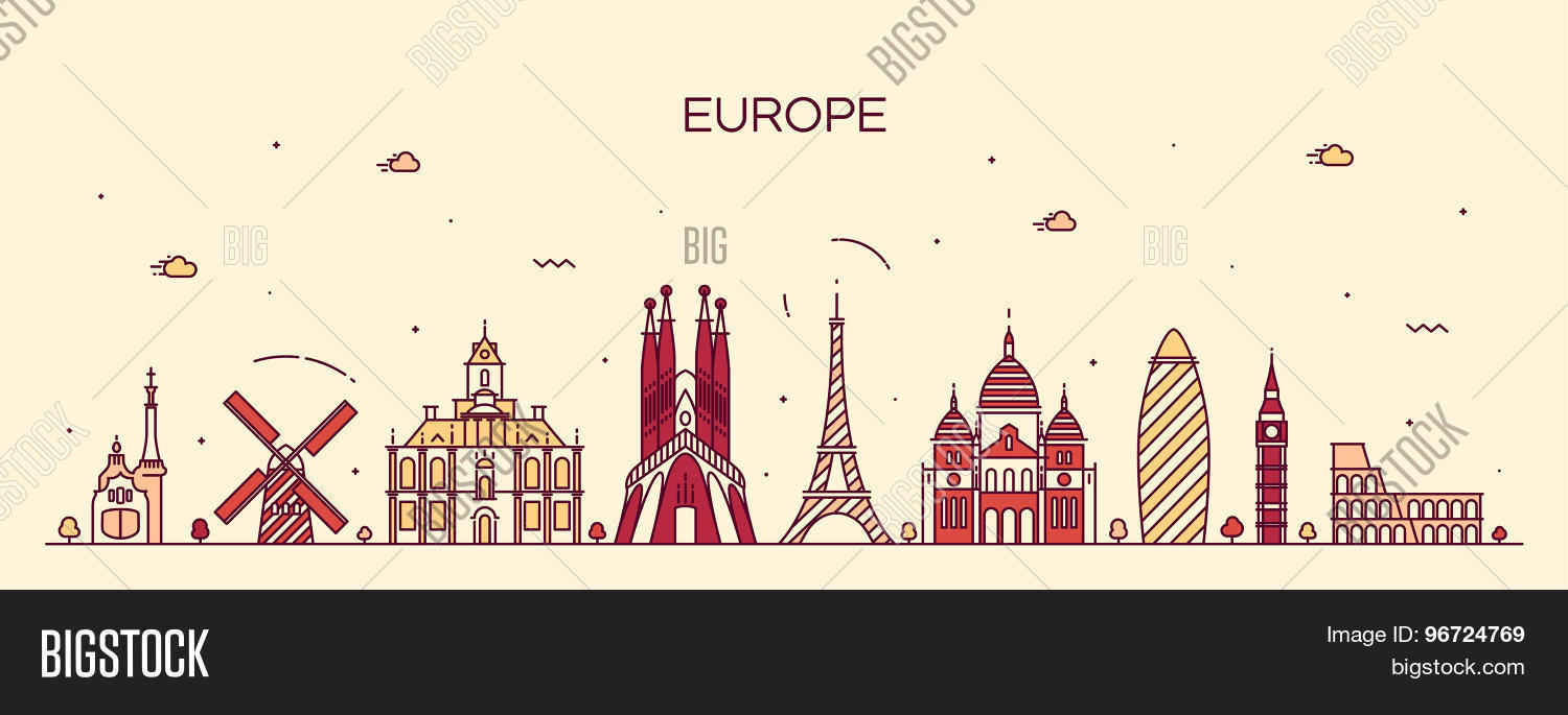 Europe Skyline Vector & Photo (Free Trial) | Bigstock