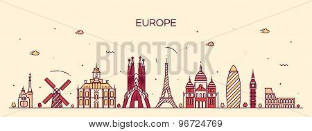 Europe Skyline Vector & Photo (Free Trial) | Bigstock
