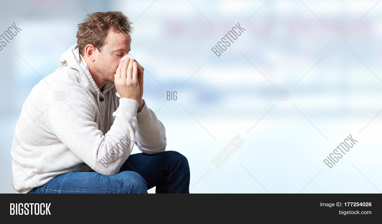 Sneezing Man Cold Image & Photo (Free Trial) | Bigstock