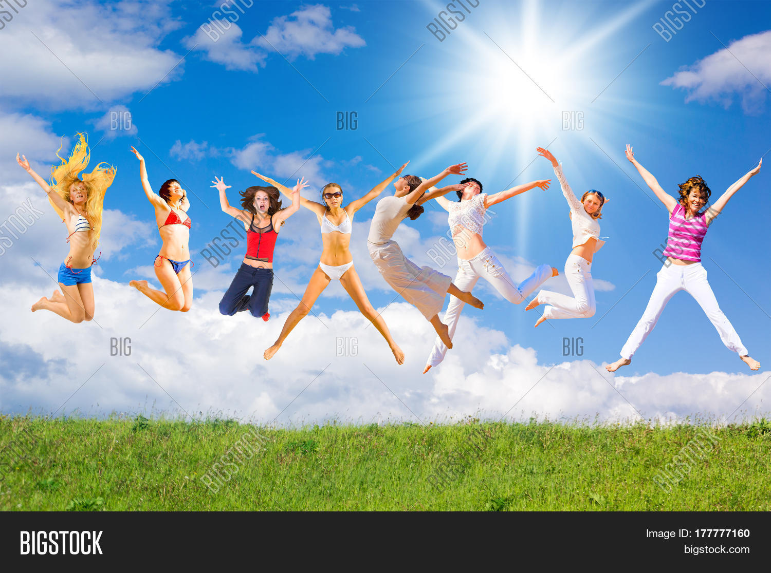 Jumping Together On Image & Photo (Free Trial) | Bigstock