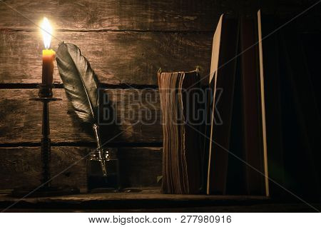 Quill Pen Inkpot Stack Image & Photo (Free Trial) | Bigstock